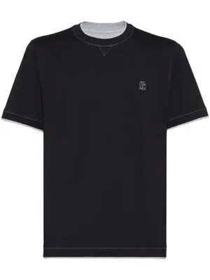 Brunello Cucinelli Logo Cotton T-shirt - Multicolor