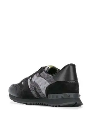 Valentino Garavani Rockrunner Camouflage Suede And Mesh Sneakers - Multicolor
