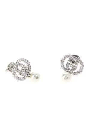 Gucci Metal Earrings With Pearl Detail