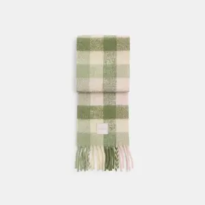 COACH OUTLET Oversized Plaid Muffler With Rubber Patch - Olive