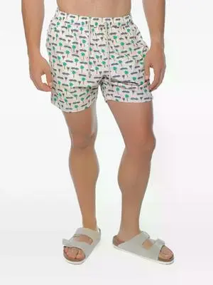 MC2 SAINT BARTH Palm Tree-print Swim Shorts - Neutrals