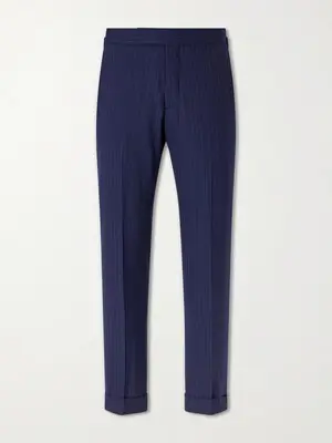 Polo Ralph Lauren Straight-leg Pinstriped Wool-blend Suit Trousers - Blue