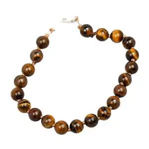 AMONTA Sterling Silver Tiger Eye Bead Bracelet - Brown/silver