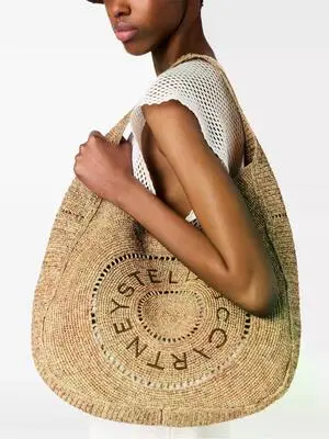 Stella McCartney Logo-perforated Raffia Tote Bag