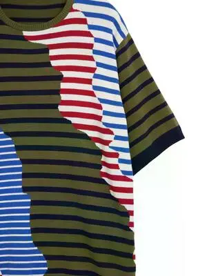 Desigual Asymmetric Striped T-shirt - Green