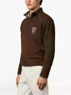 HACKETT LONDON Logo-patch Quarter-zip Sweater
