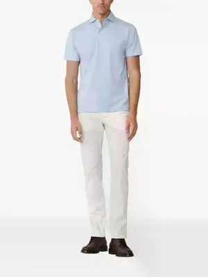 HACKETT LONDON Embroidered Cotton Polo Shirt - Blue