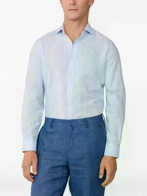 HACKETT LONDON Butcher-stripe Tailored-fit Shirt - Blue