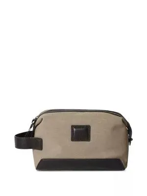 HACKETT LONDON Wells Leather-trimmed Canvas Wash Bag - Green