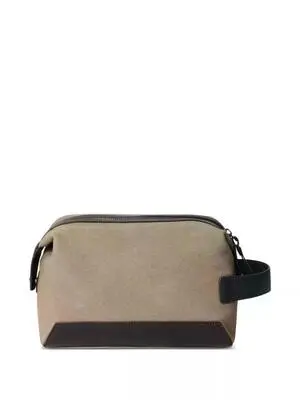 HACKETT LONDON Wells Leather-trimmed Canvas Wash Bag