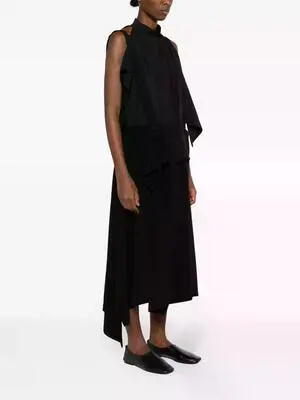 Yohji Yamamoto Draped Satin Skirt With Shoulder Straps