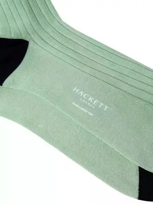 HACKETT LONDON Ribbed-knit Contrast-heel Socks