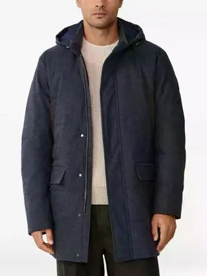HACKETT LONDON Herringbone Hooded Parka - Blue