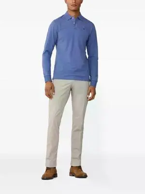 HACKETT LONDON Logo-embroidered Long-sleeve Polo Shirt