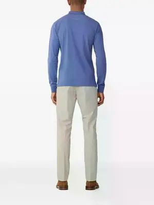 HACKETT LONDON Logo-embroidered Long-sleeve Polo Shirt