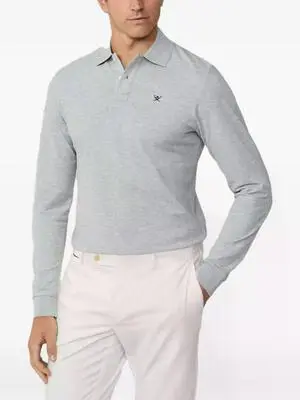 HACKETT LONDON Logo-embroidered Long-sleeve Polo Shirt