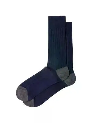 HACKETT LONDON Mercerised Cotton Ribbed Dress Socks