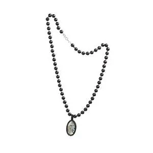 AMONTA Black Onyx And Labradorite Pendant Necklace - Black/silver