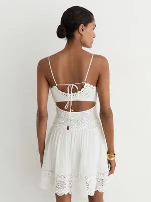 REISS Hesta Lace Trimmed Mini Dress