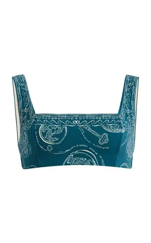 ALEMAIS Lucky Printed Square-neck Bikini Top - Blue