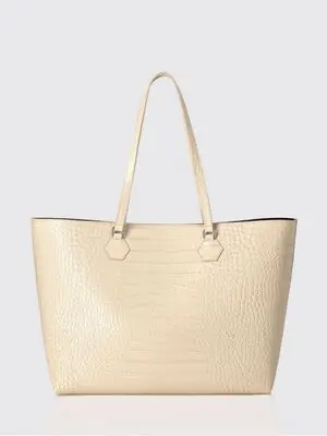 Philipp Plein Crocodile Effect Calfskin Tote Bag - Beige