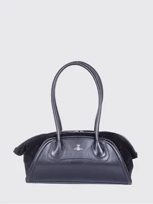 VIVIENNE WESTWOOD Shirley Smooth Leather Shoulder Bag With Orb Logo - Black