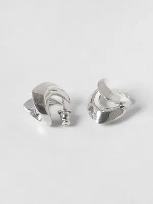 PANCONESI Asymmetrical Metal Dangle Earring With Engraved Logo - Silver