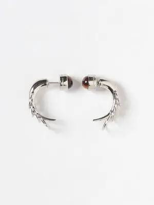 PANCONESI Spina Pendant Earrings In Chrome-plated Brass With Crystals - Silver