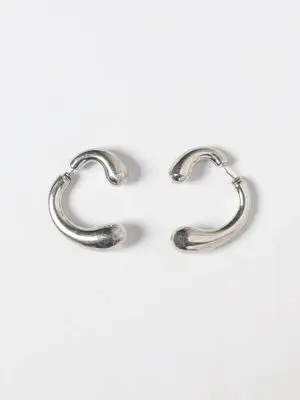 PANCONESI Rounded Pendant Earrings In Copper With Engraved Logo - Silver