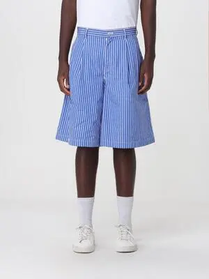 Comme Des Garçons Striped Wide-leg Cotton Shorts - Blue