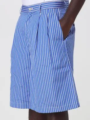 Comme Des Garçons Striped Cotton Wide-leg Knee-length Shorts