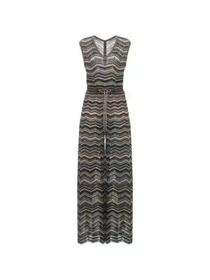 D.exterior Chevron-knit Wide-leg Jumpsuit - Brown