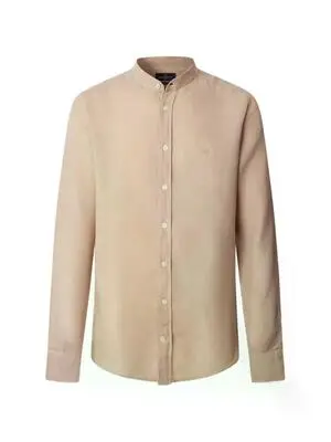 HACKETT LONDON Mandarin-collar Linen Shirt - Neutrals