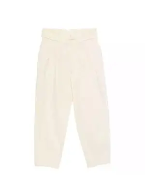 PSOPHIA Cream Pleated Tapered Trousers