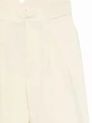 PSOPHIA Cream Pleated Tapered Trousers