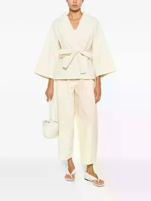 PSOPHIA Pleated Cotton Trousers With Elasticated Waistband
