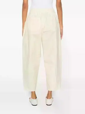 PSOPHIA Pleated Cotton Trousers With Elasticated Waistband
