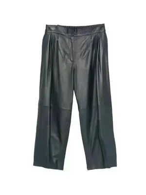 PSOPHIA Pleated Leather Trousers