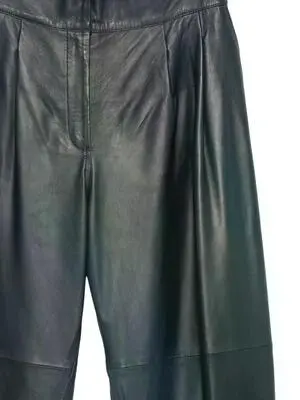 PSOPHIA Pleated Leather Trousers