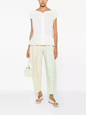 PSOPHIA V-neck Cotton Blouse With Ruffled Hem