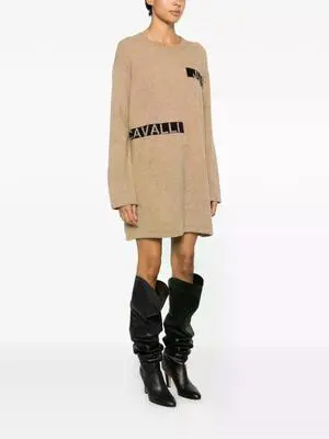 Just Cavalli Logo-intarsia Knitted Mini Dress