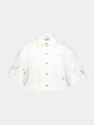 Zimmermann Mahon Embroidered Cropped Shirt - White