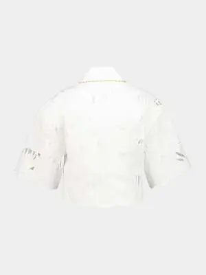 Zimmermann Mahon Embroidered Cropped Shirt - White