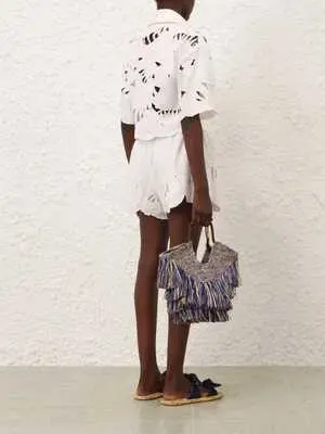 Zimmermann Mahon Embroidered Cropped Shirt - White
