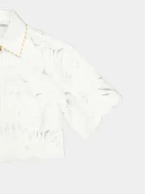 Zimmermann Mahon Embroidered Cropped Shirt - White