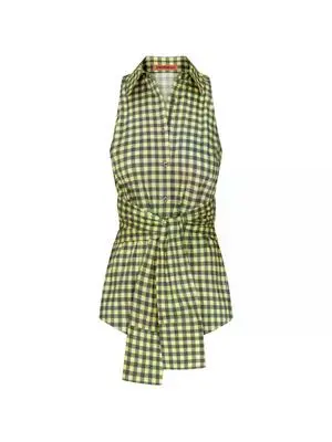 SIMONMILLER Inna Gingham Print Sleeveless Shirt