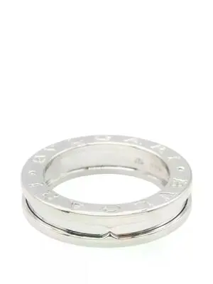 BVLGARI 18k White Gold Engraved Logo B.zero1 Ring - Silver