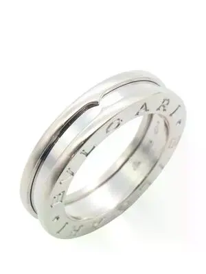 BVLGARI 18k White Gold Engraved Logo B.zero1 Ring - Silver
