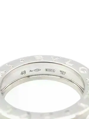 BVLGARI 18k White Gold Engraved Logo B.zero1 Ring - Silver