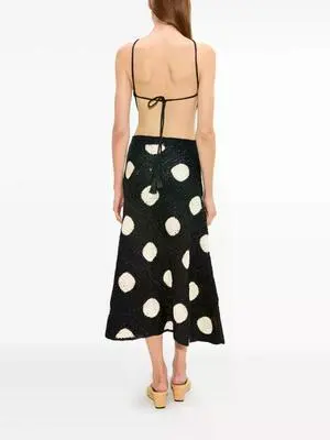SIMONMILLER Zorah Crochet Polka-dot Midi Skirt